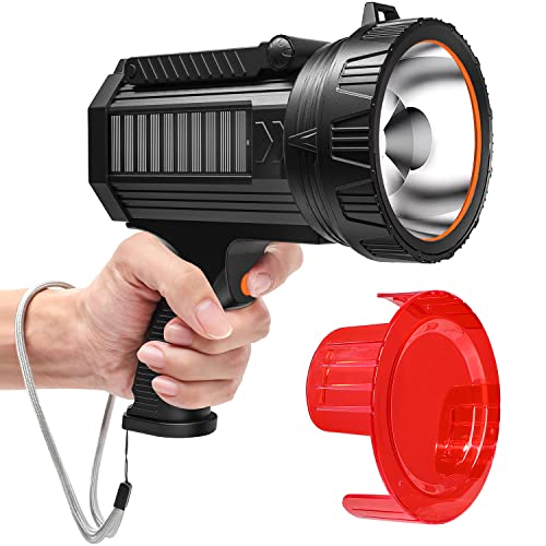 BUYSIGHT Rechargeable Spotlight Flashlight, 200000 lumens 600 Yards Ra ...