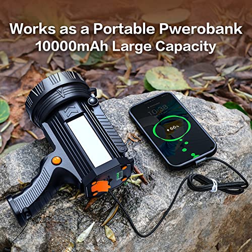 BUYSIGHT Rechargeable Spotlight Flashlight, 200000 lumens 600 Yards Ra ...